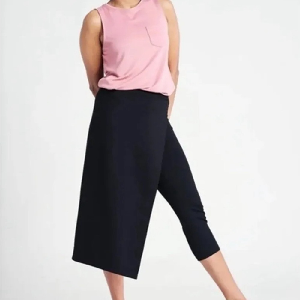 Betabrand | The Sassiest Pants Black Capri Midi Skirt… - Gem